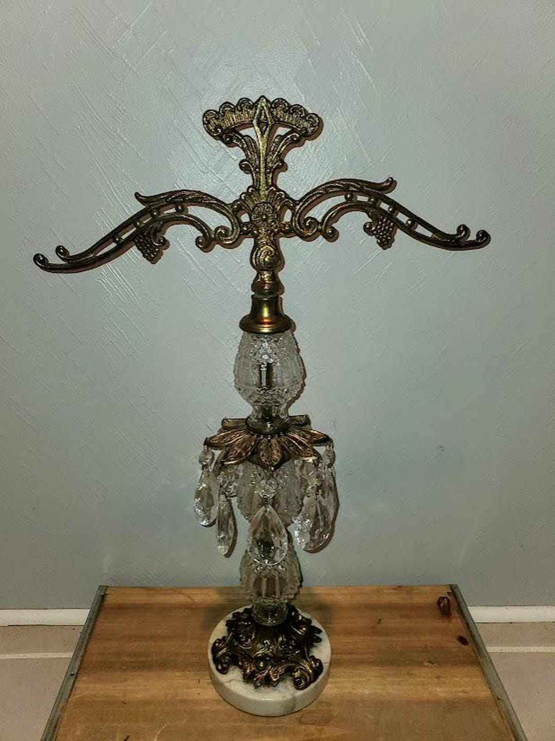 Antique Brass and Marble Balance Scale of Justice W Crystals (no ...