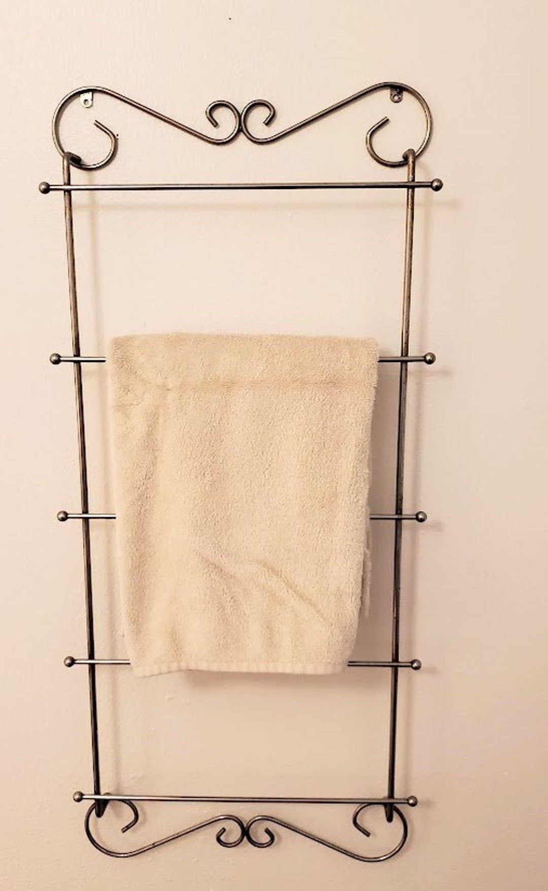 Vintage RARE Gold Tone MCM Metal Towel Rack Wall Hanging - Etsy