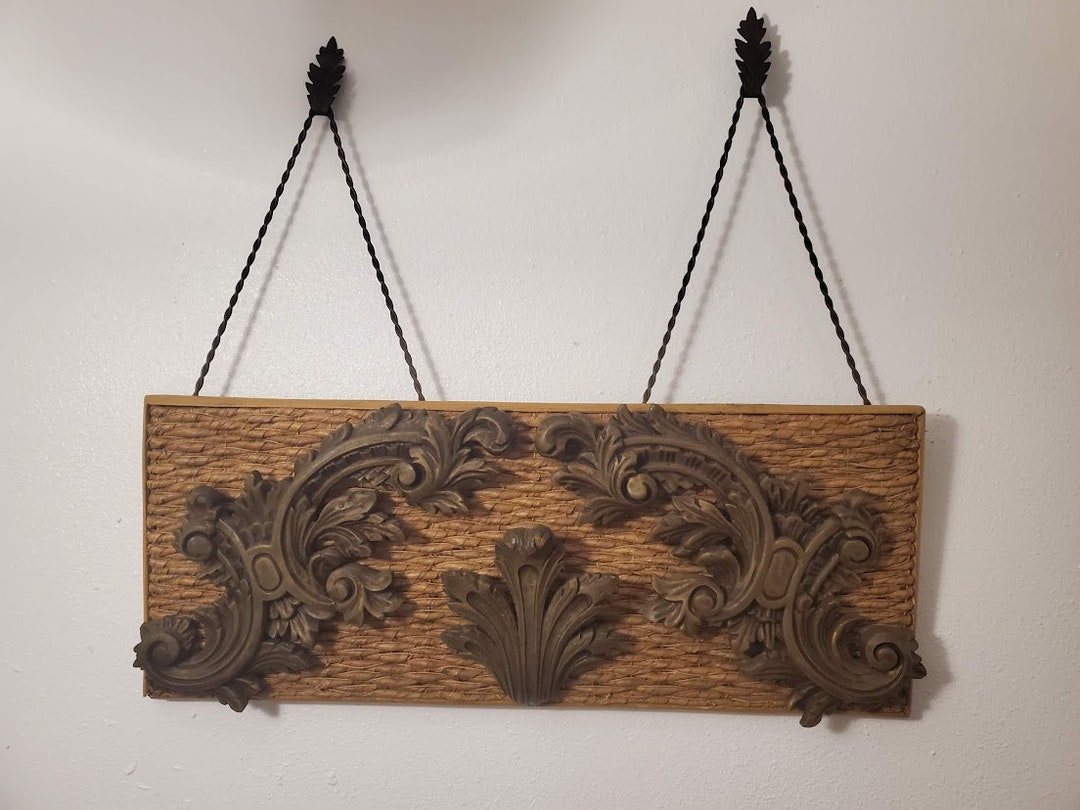 John Richards Natural Fiber Wood Wall Hanging - Tiki Boho Style - Etsy