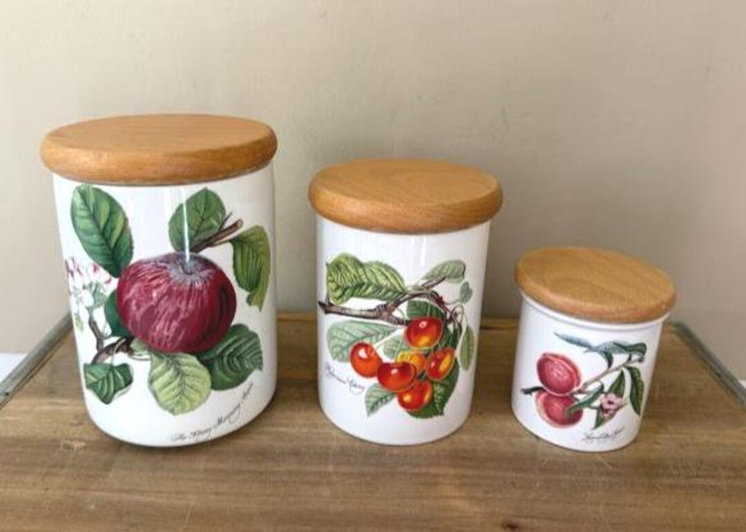 Portmeirion Botanic Garden Canister Set With Wood Lids - Set of 3 ...