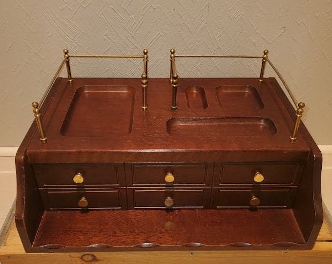Vintage Dark Wood With Brass Rails Valet Box - Etsy