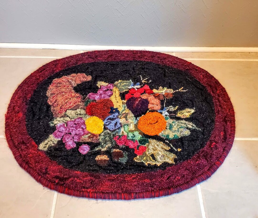 Bountiful Cornucopia Hooked Wool Rug - Etsy