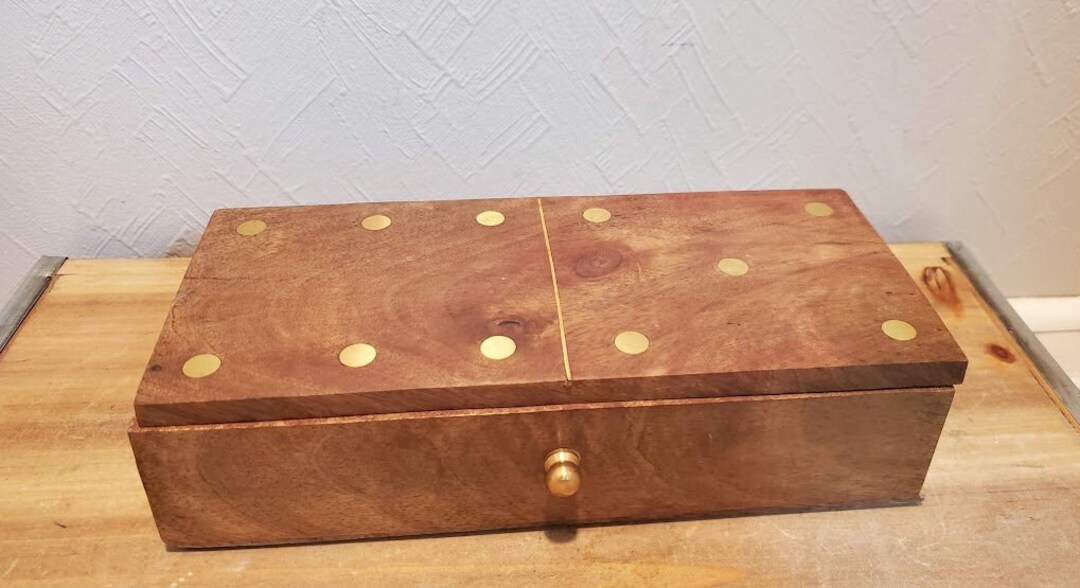 Wooden Domino Case With Brass Inlay Made in India - Etsy
