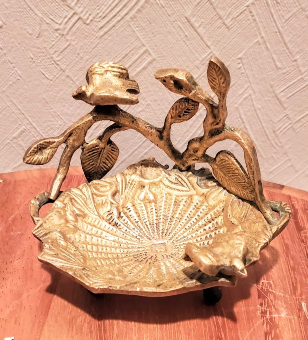 Vintage Brass Bird Bath Scene Trinket Jewelry Dish - Etsy