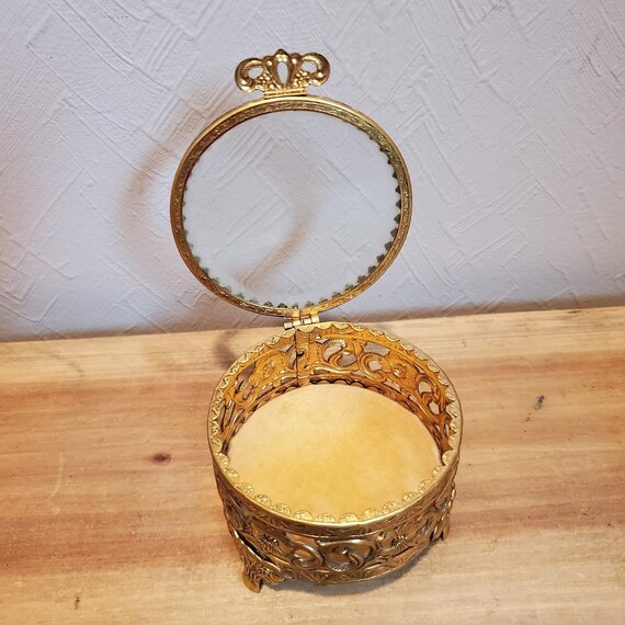 Vintage Gold Filigree Trinket Box Jewelry Box Jewelry… - Gem