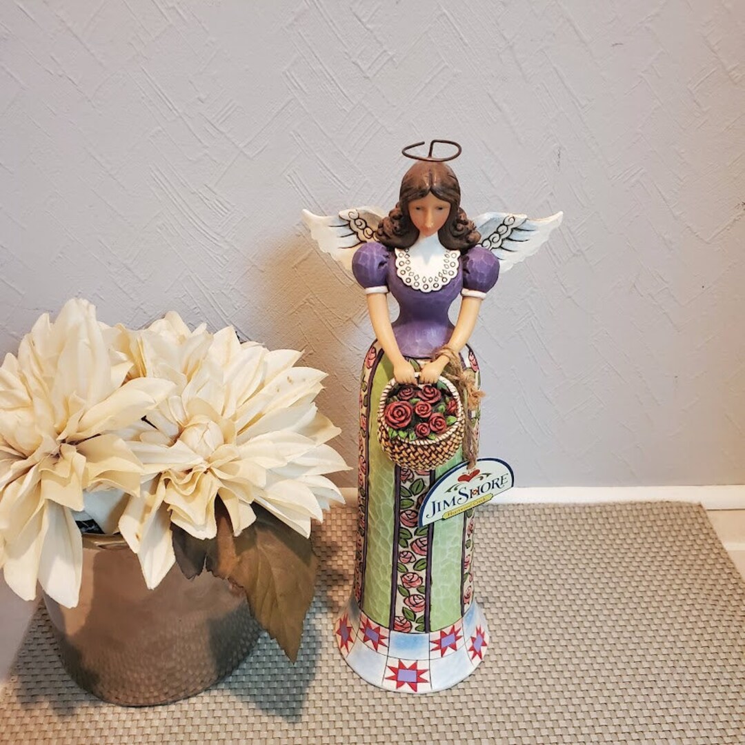 Jim Shore basket of Beauties Tall Angel W Basket - Etsy