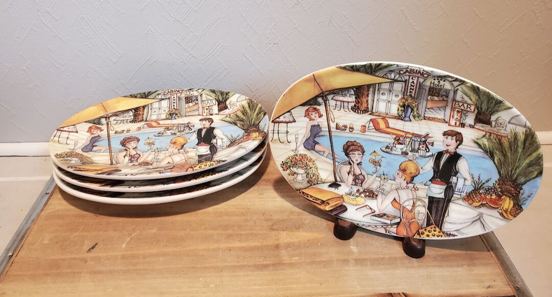 Vintage Brunelli Italy Plates - Set of 4 - Casino Hotel, Cannes - Etsy