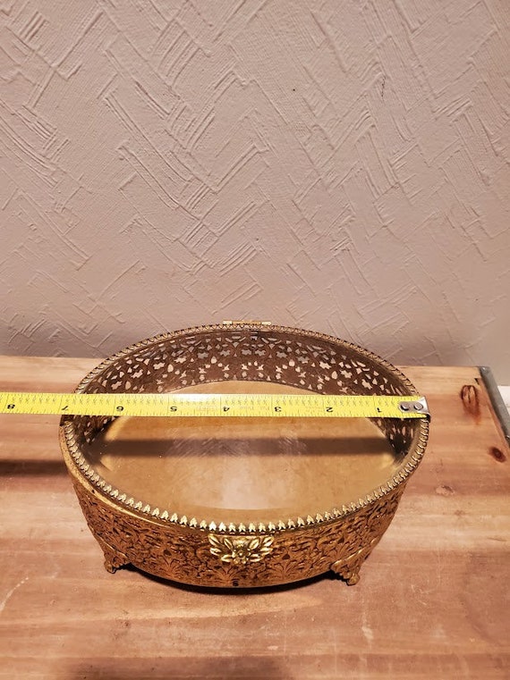 Vintage Gold Filigree Trinket Box Jewelry Box Jewelry… - Gem