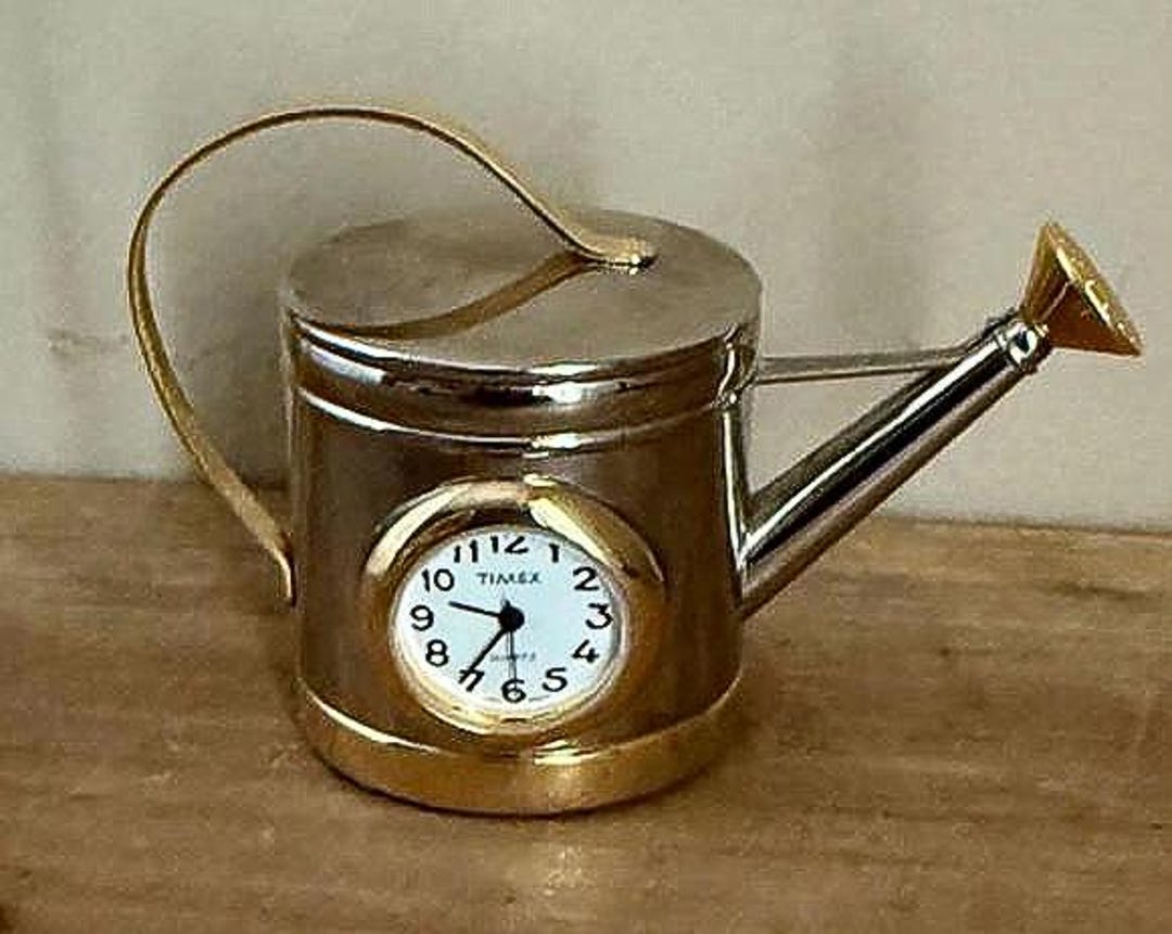 Silver Garden Watering Can Tabletop Timex Clock - Petite - Etsy
