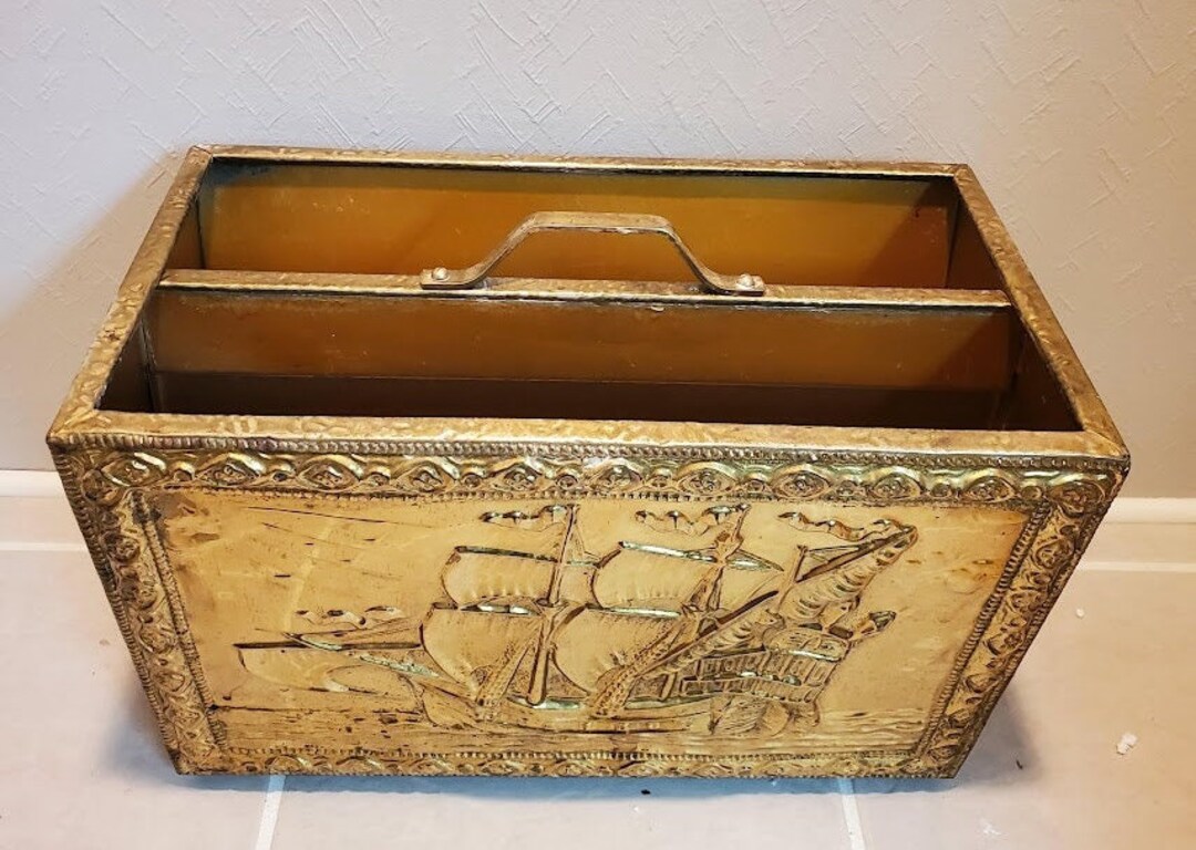 Vintage Brass Nautical Ship Magazine Rack - Etsy