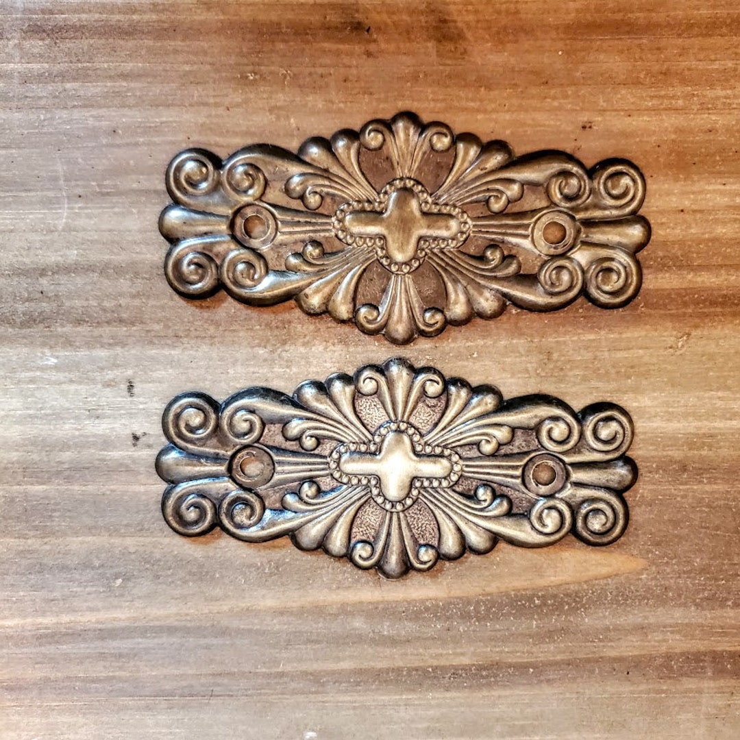 Victorian Stamped Brass Escutcheon Plate Backplates Set of 2 - Etsy