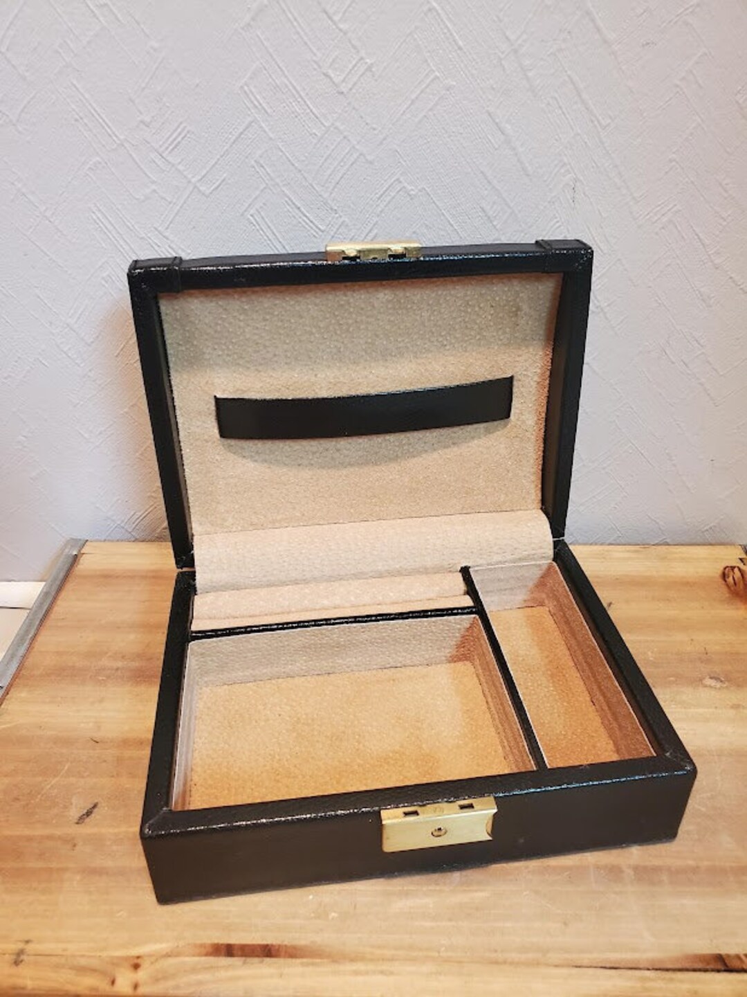 Vintage Men's Black Leather Jewelry Box - Made in Spain - Etsy