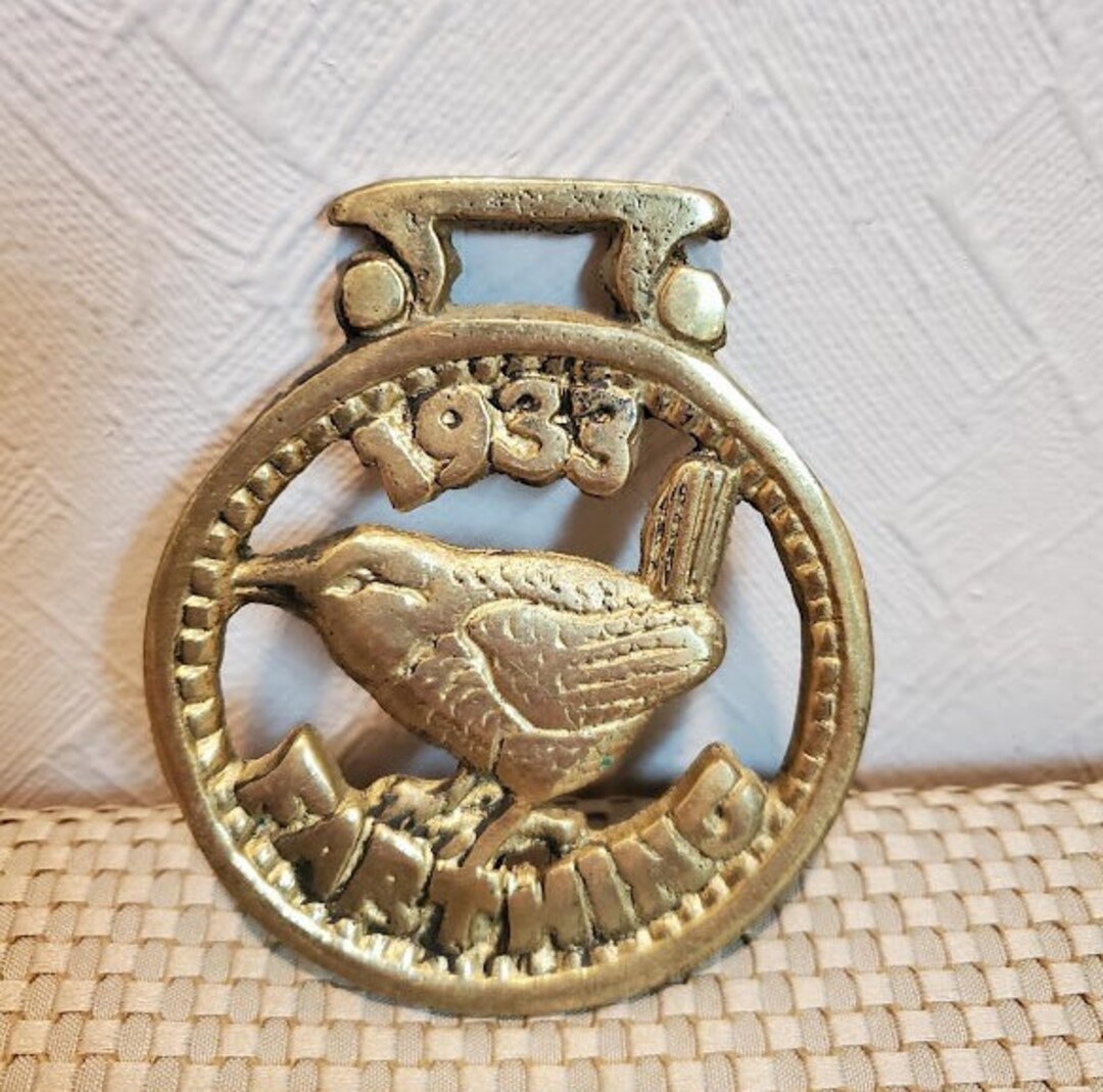 Antique English Brass Horse Medal 1933 Farthing Bird - Etsy