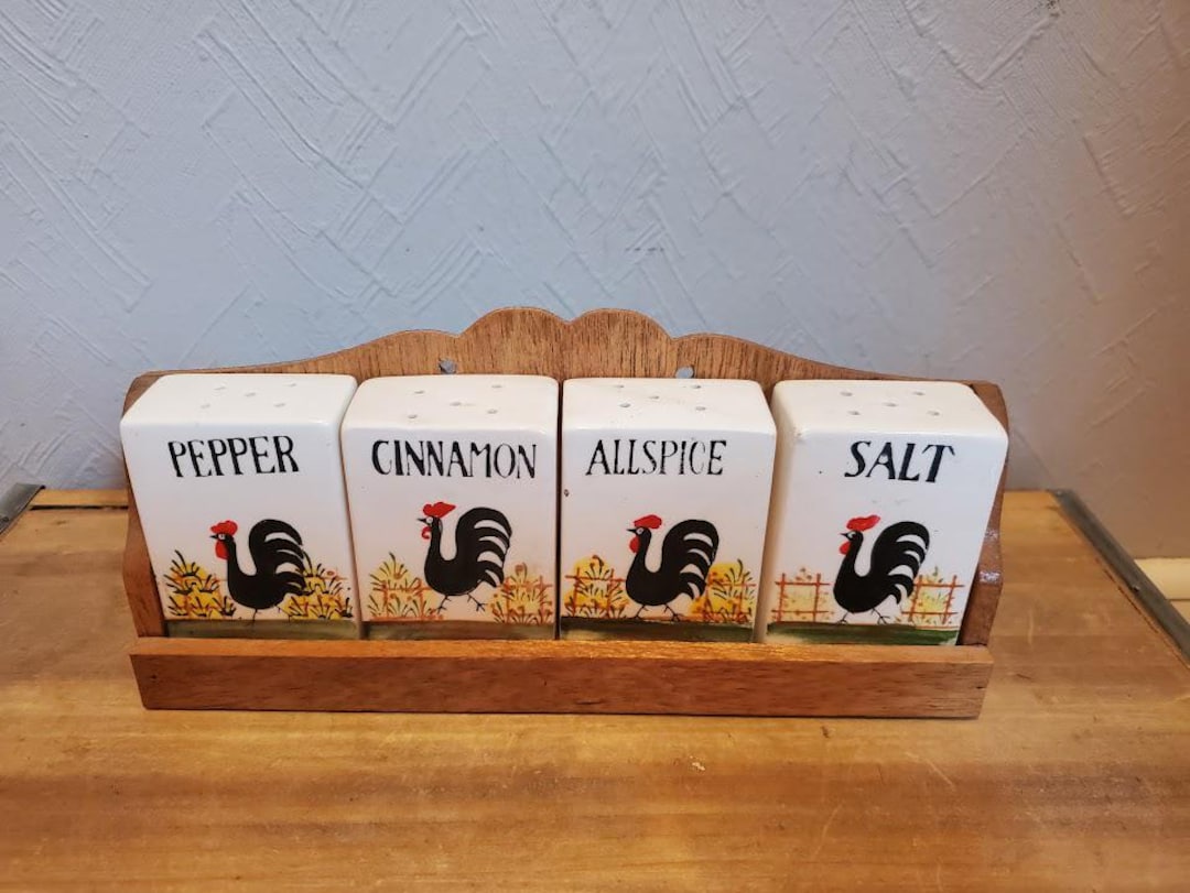 Vintage Rooster Spice Rack - Etsy