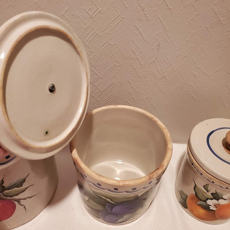 RARE Vintage Crock Hand Painted Canister Set - Etsy