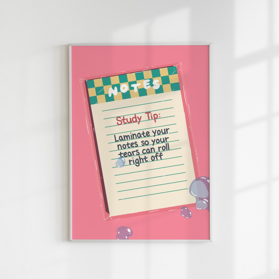 Retro Poster Laminated Notes Illustration Study Room Decor Meme ...