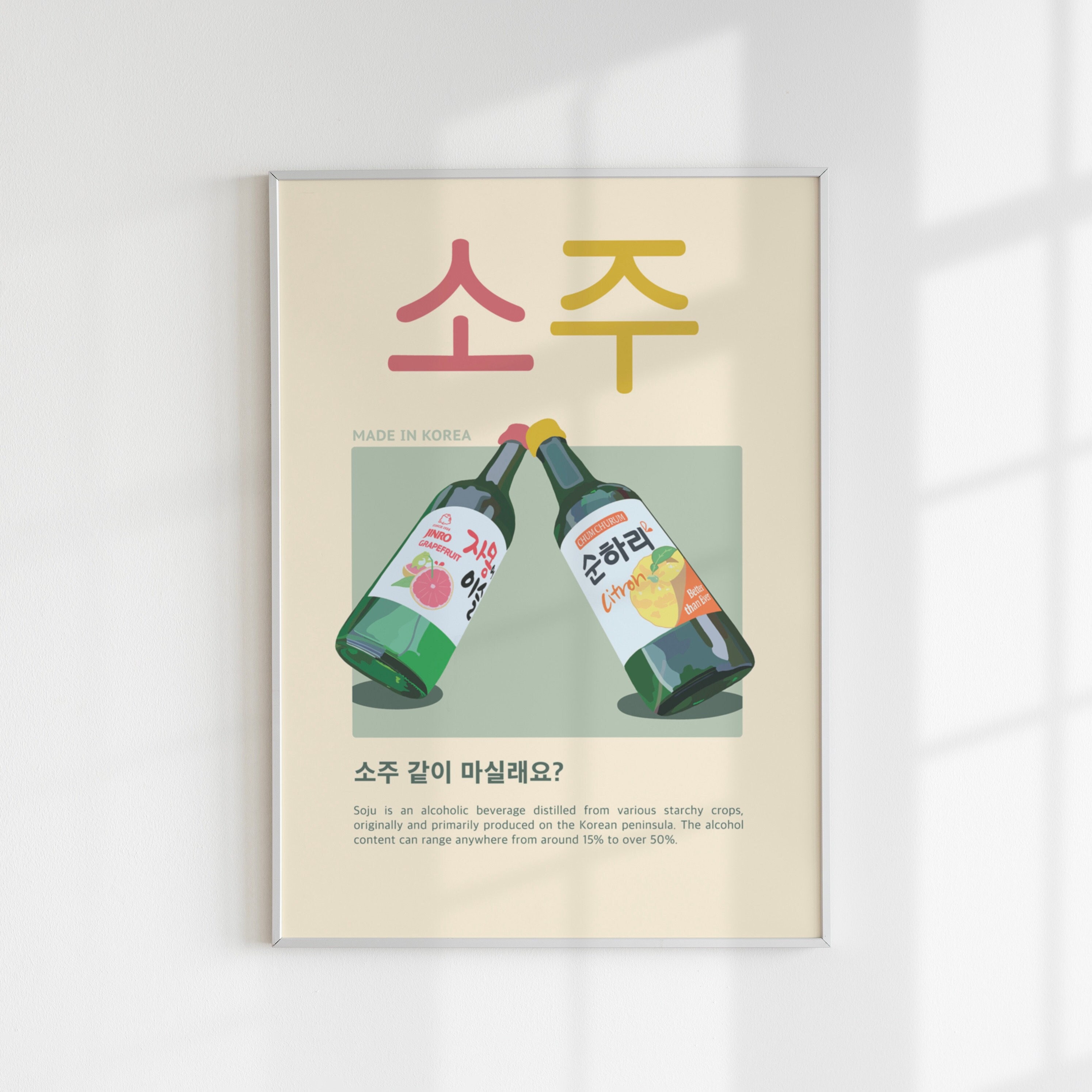 Retro Soju Poster | Bar Restaurant Decor | Korean Asian Alcohol ...