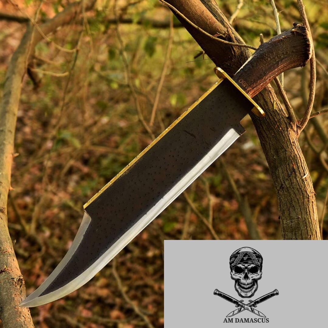 Custom Made 1095 Steel Rambo Bowie Knife, Antler Stag Horn Handle ...