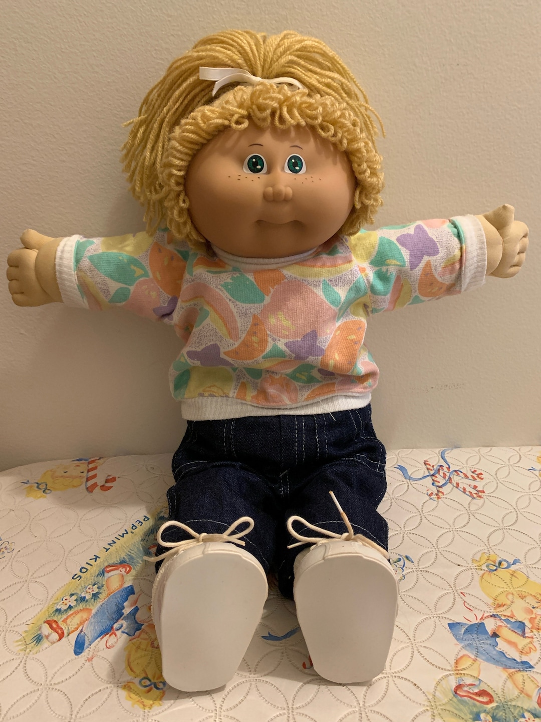 Coleco Cabbage Patch Kids Girl Doll Blonde Hair Green Eyes Freckles Head Mold 1 Jesmar, Spain ...