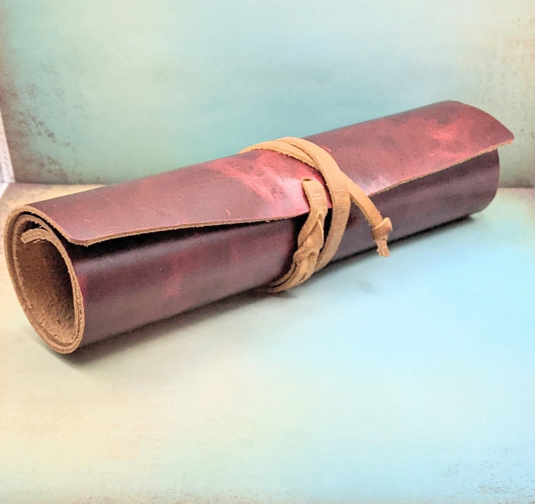 Vintage RED or Forest GREEN LEATHER Scrolls 16.5 X 10" With Inside ...