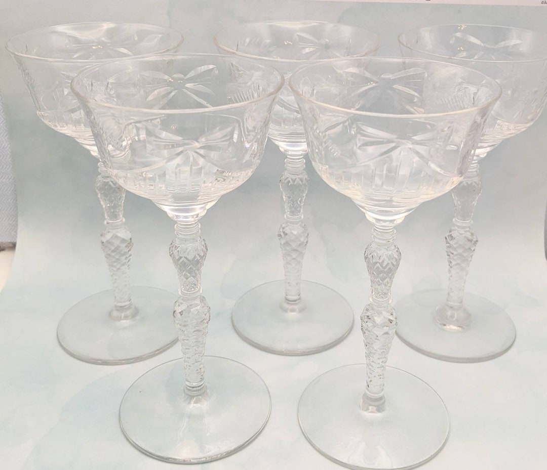 VINTAGE CRYSTAL Champagne/tall Sherbert Clear Stem and Foot Lot of 5 in ...