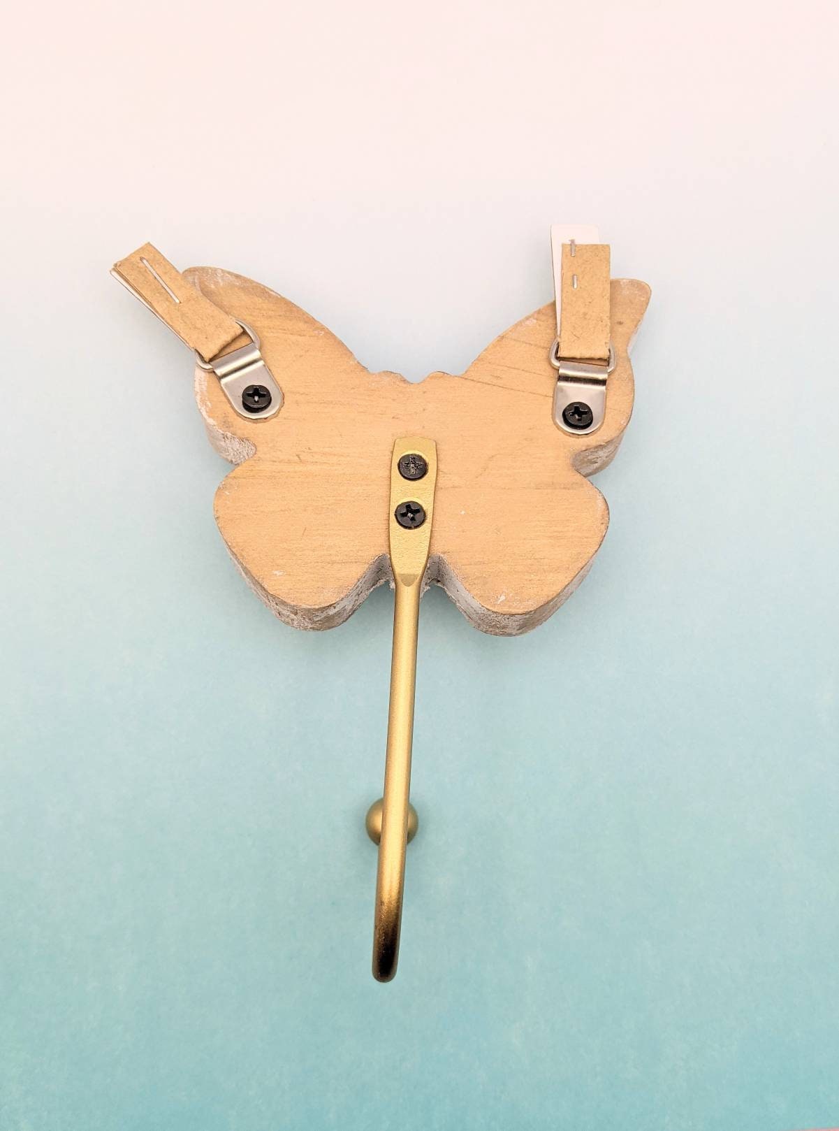 WOODEN BUTTERFLY HOOK With White Wash, Coat Hook, Plant Hanger, Hat ...