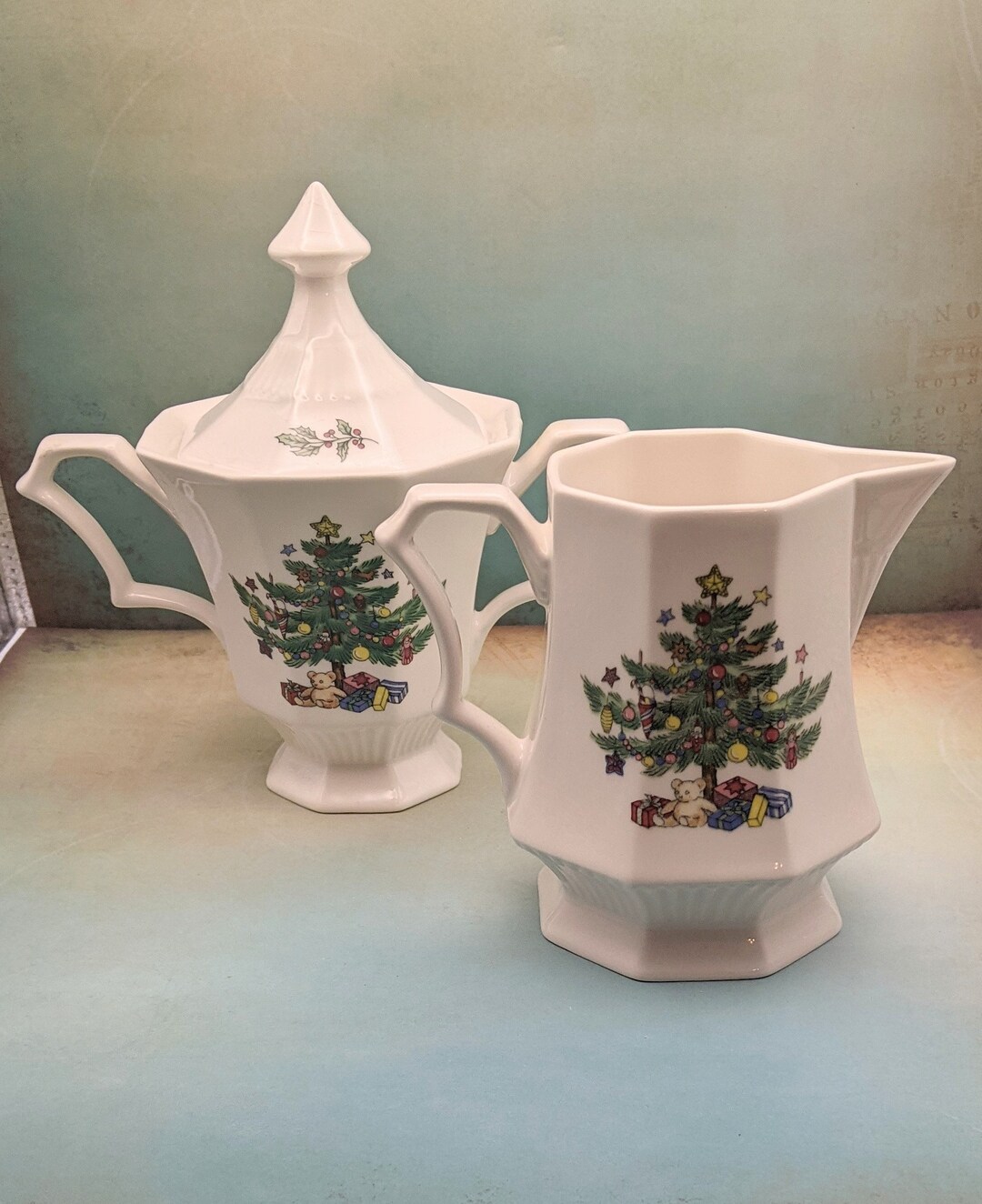 NIKKO CHRISTMAS TIME Collection Vintage 1991 Sugar and Creamer Set Pre ...