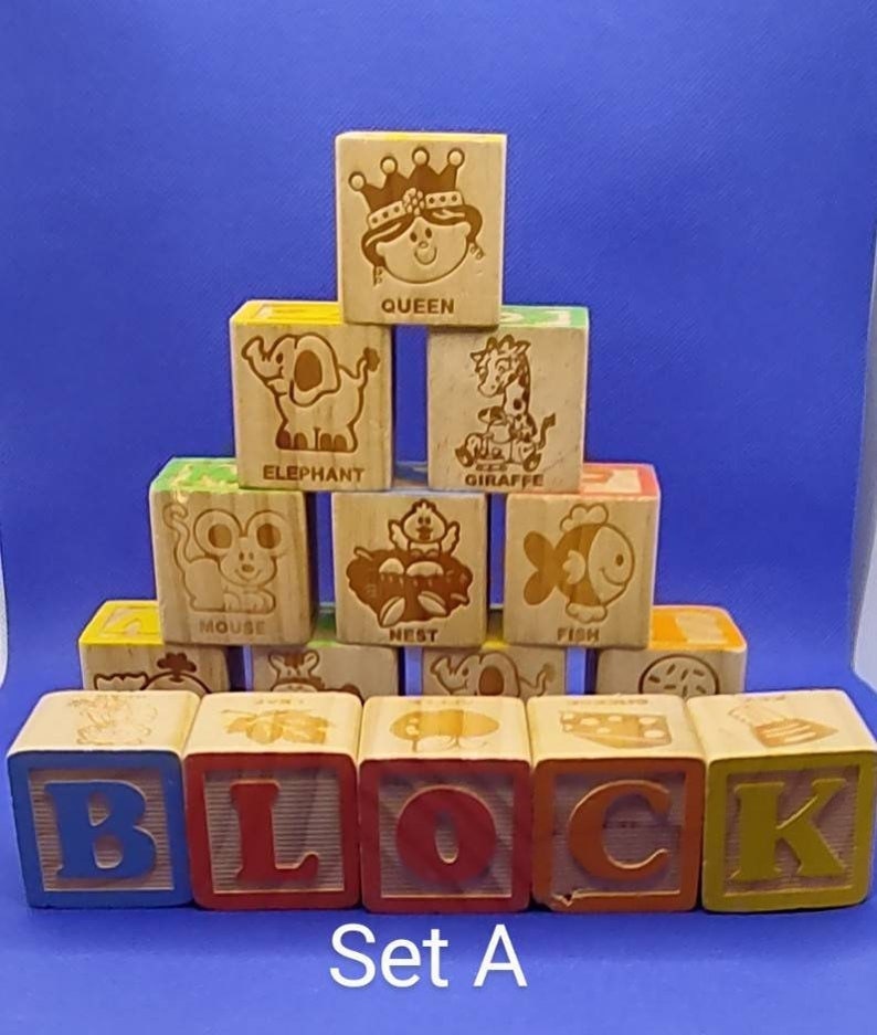 VINTAGE ABC WOODEN Blocks ~ 3 Different Sets ~ Newer to Vintage ~ - Etsy