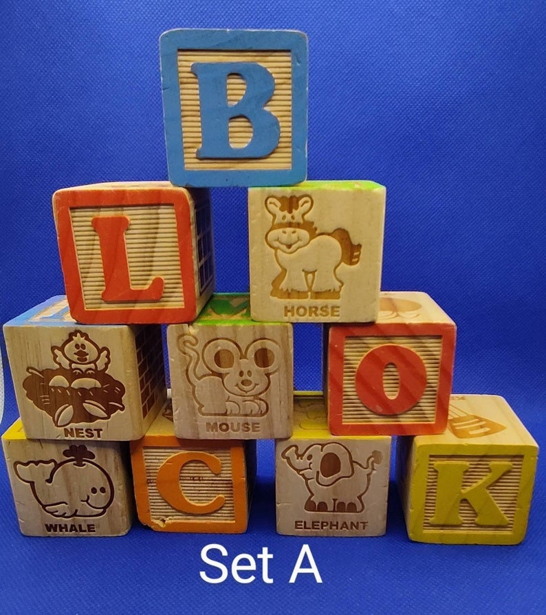 VINTAGE ABC WOODEN Blocks ~ 3 Different Sets ~ Newer to Vintage ~ - Etsy