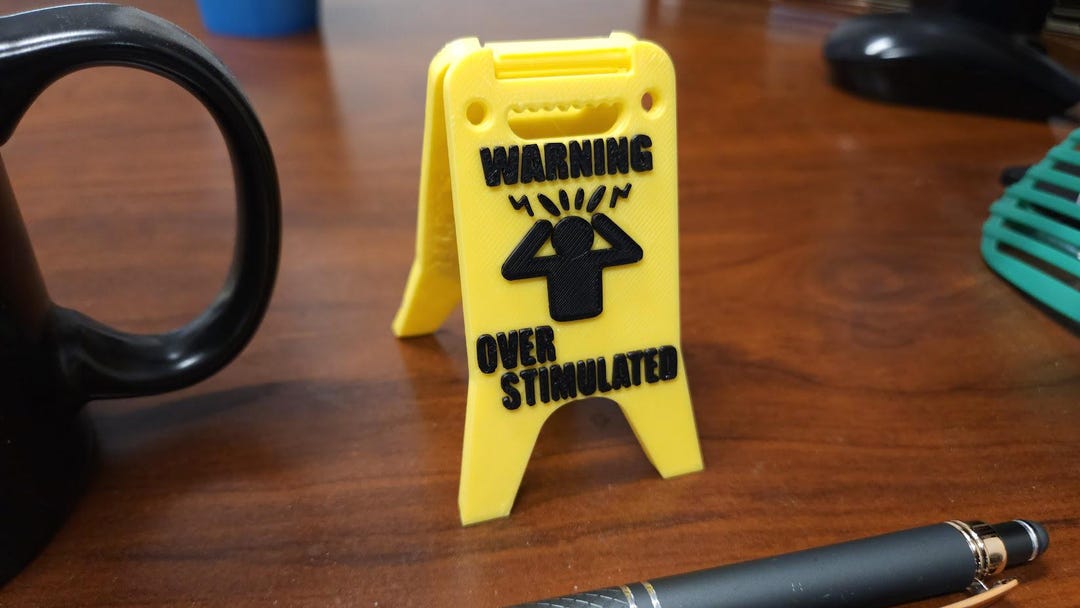 Caution Overstimulated Desk Sign - Etsy