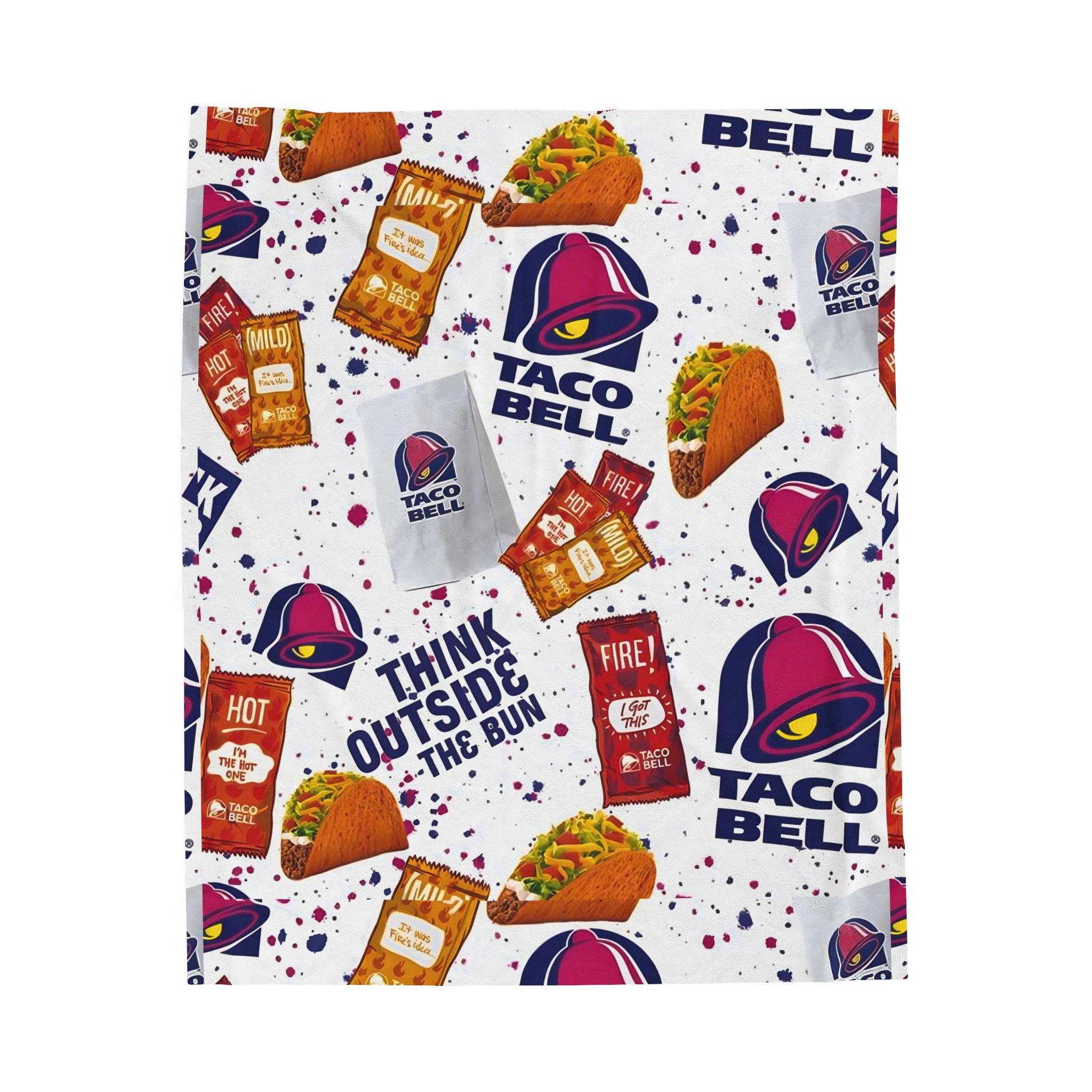 Big Print Plush Blanket, Taco Bell Logo Sauce Packets Tacos Print, Soft ...