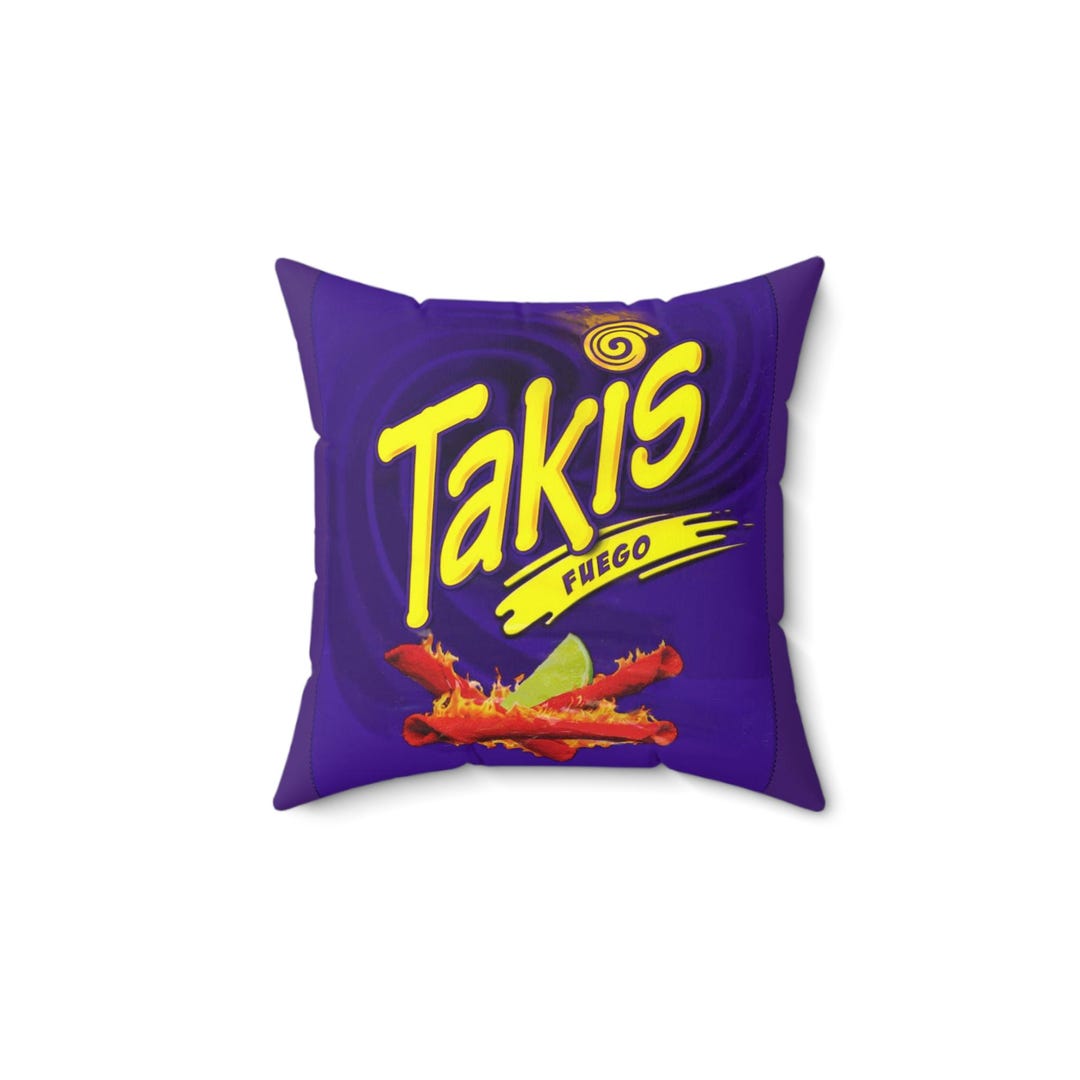 Snack Pillow, Purple Takis Flavored Inspired Square Decorative Cushion ...