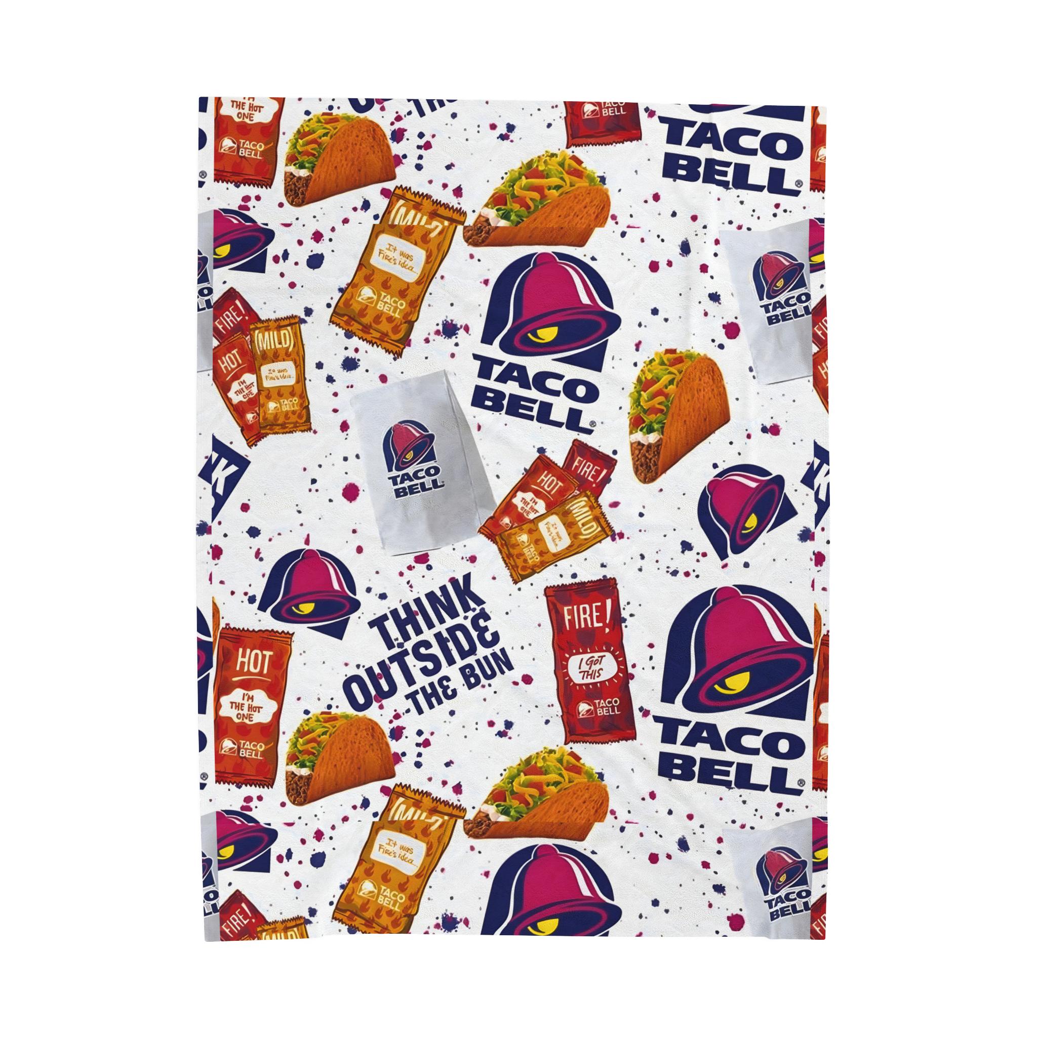 Big Print Plush Blanket, Taco Bell Logo Sauce Packets Tacos Print, Soft ...