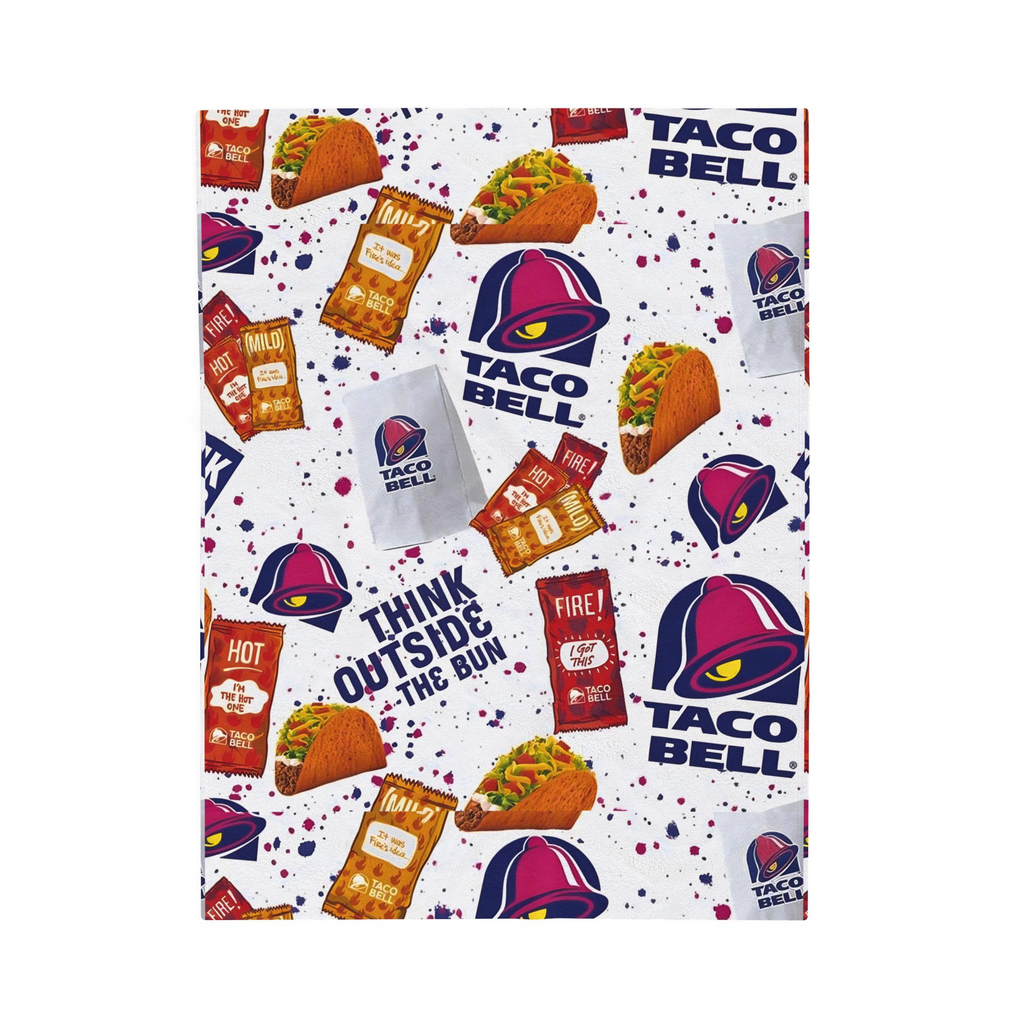 Big Print Plush Blanket, Taco Bell Logo Sauce Packets Tacos Print, Soft ...
