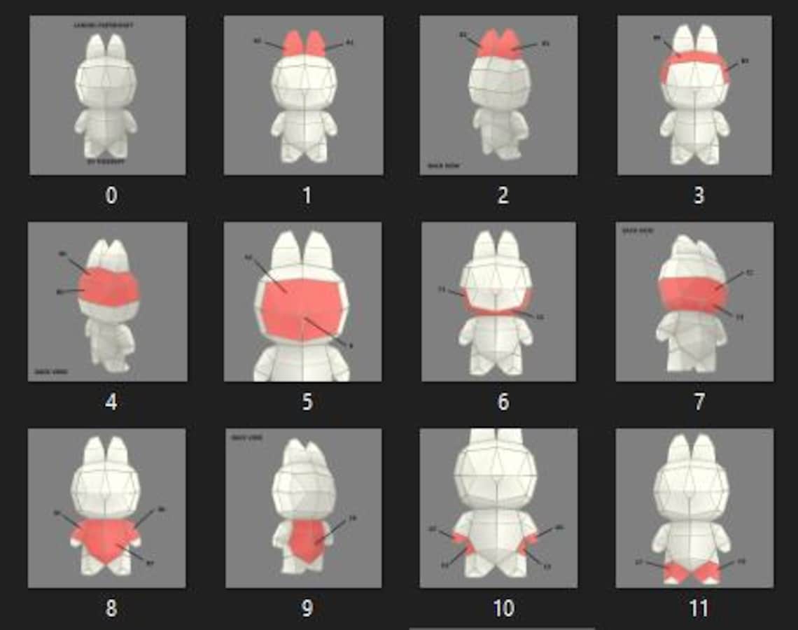 LABUBU DOLL Papercraft 3D DIY Paper Puzzle Template - Etsy