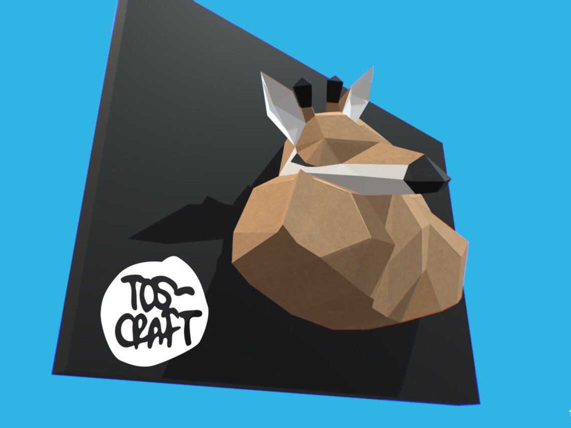 Sleeping Giraffe Paper Model Animal Papercraft DIY Low Poly - Etsy