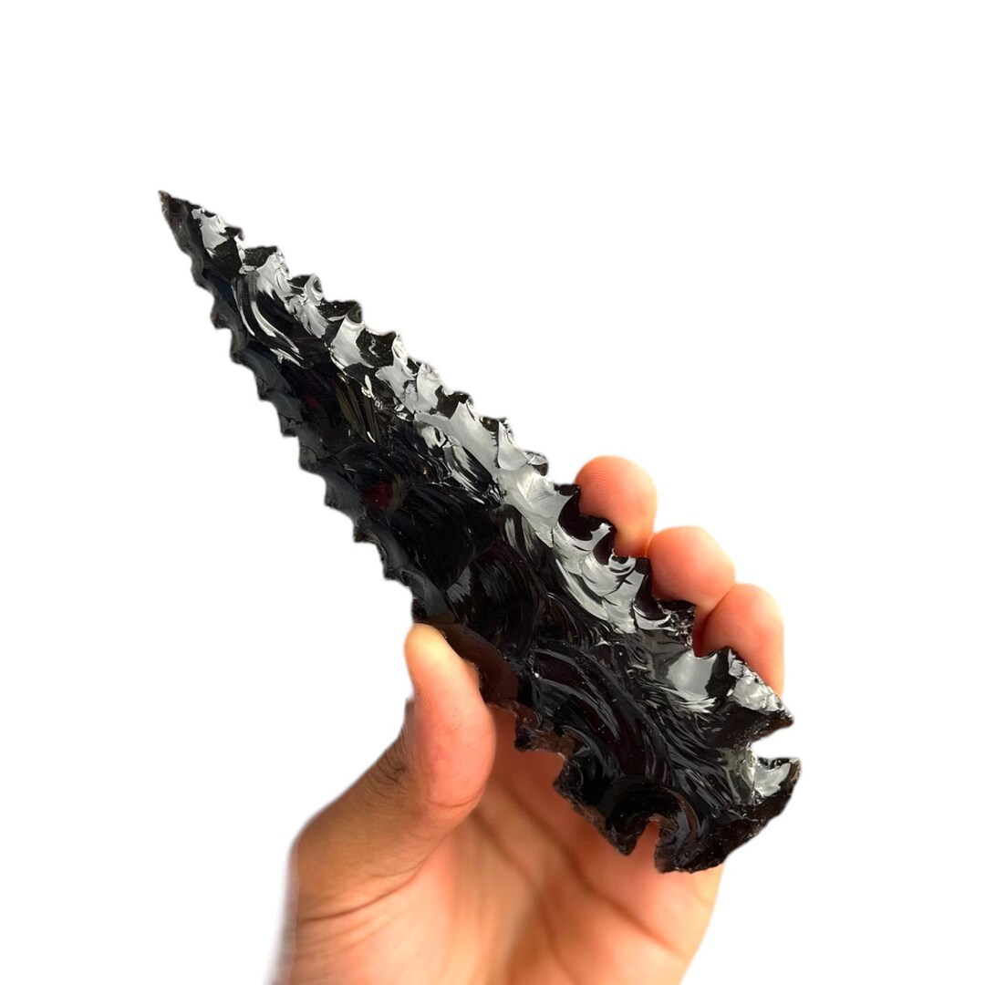 Hand Knapped Black Obsidian Arrowhead: 6" Crystal Athame - Etsy