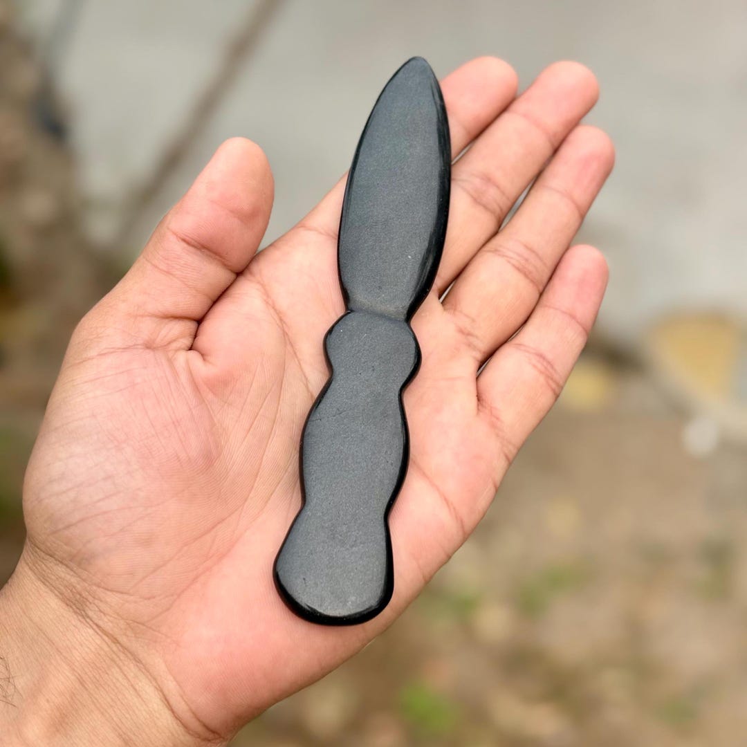 Black Obsidian Knife – Handcrafted Obsidian Blade, Primitive Stone Age ...