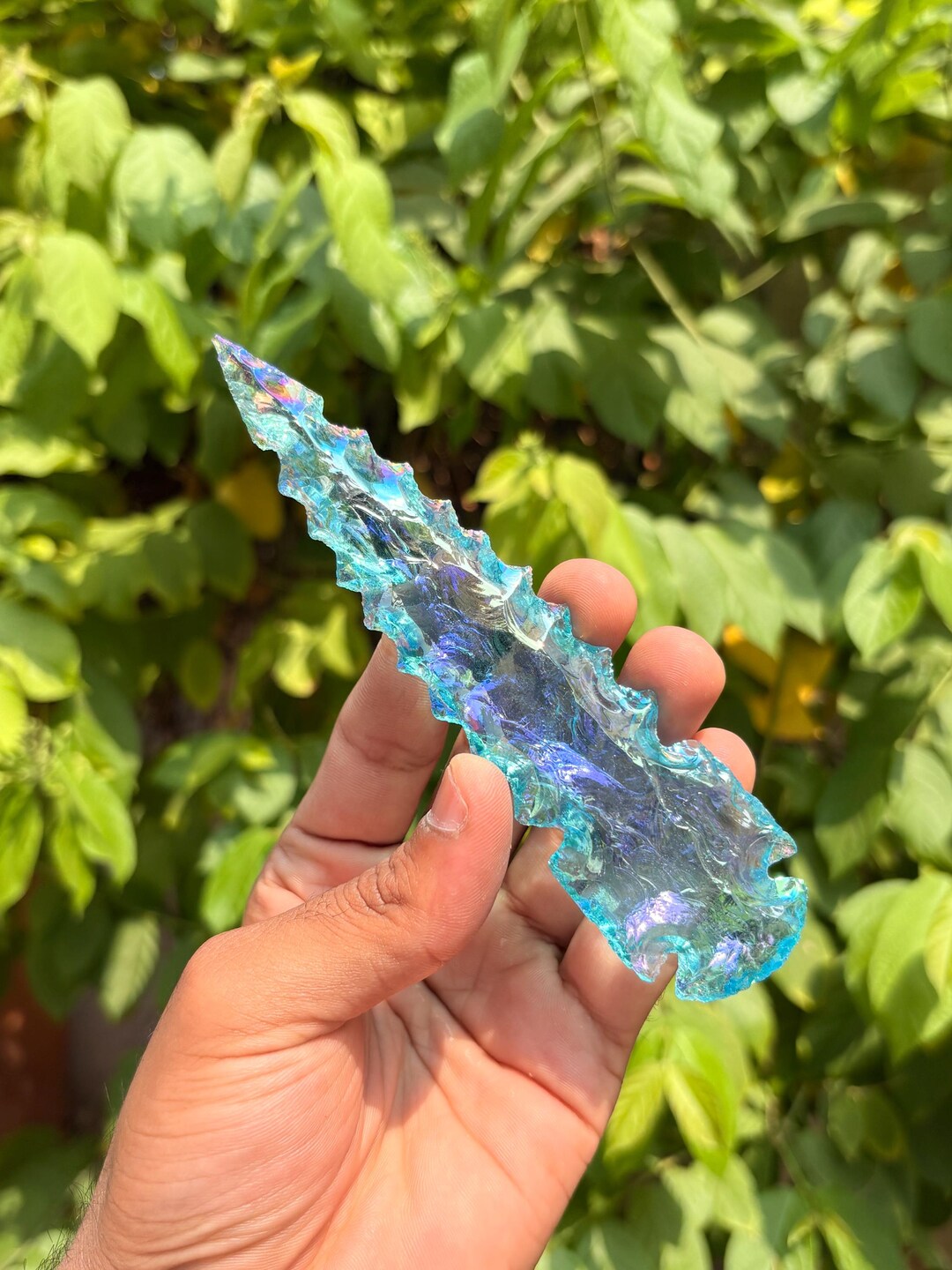 Blue Aura Obsidian Arrowhead – Handmade Crystal Altar Tool, Spiritual ...