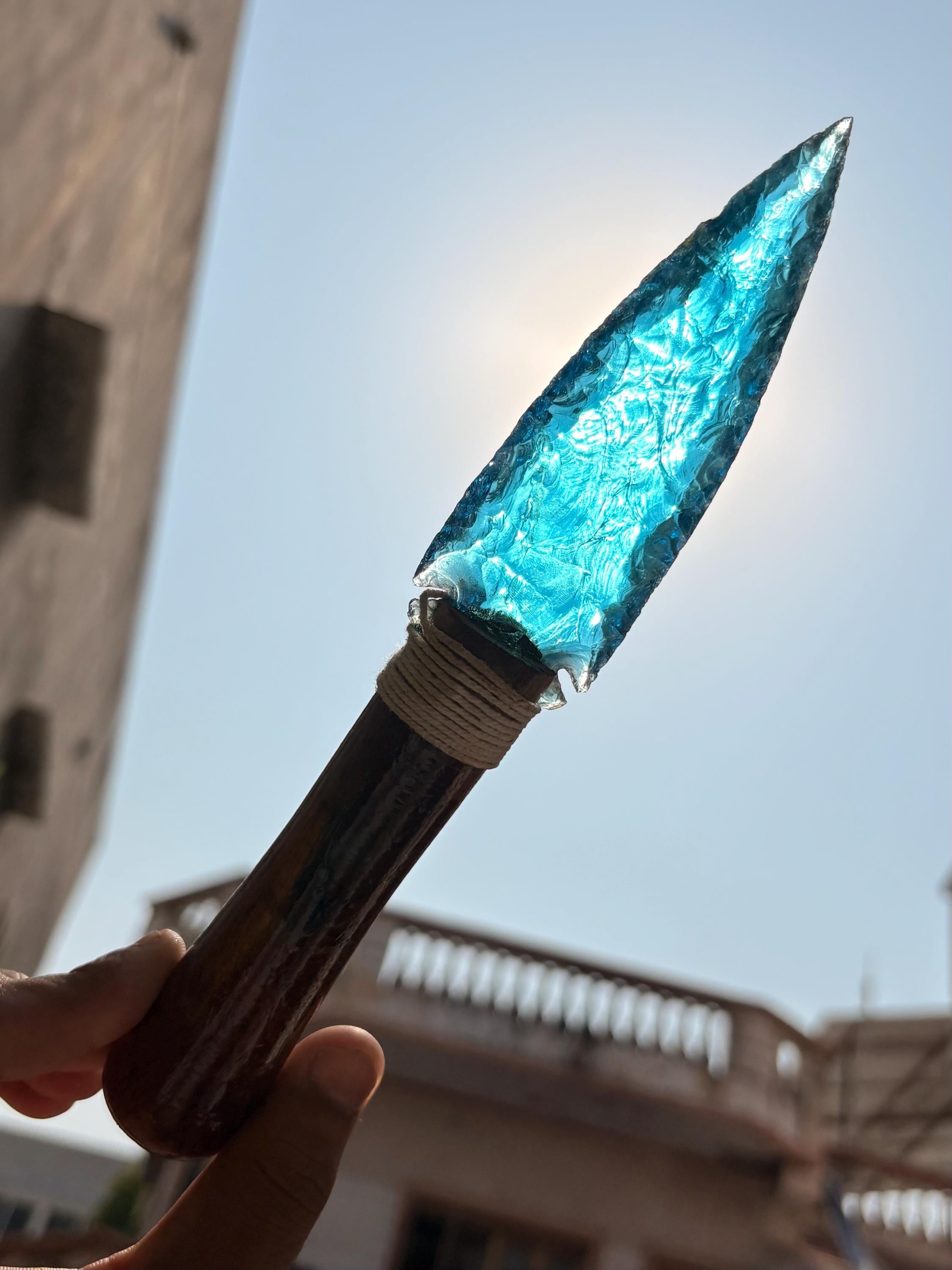 Blue Aqua Obsidian Athame Knife-handmade Crystal Blade With Wood Handle ...