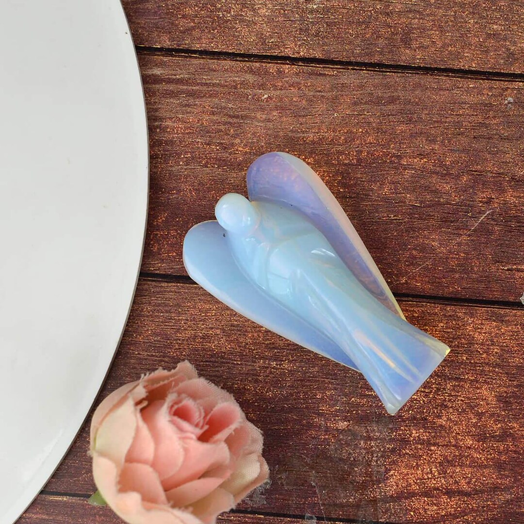 Opal Guardian Palm Angels Statue | Gemstone Hand-carved Healing Crystal ...