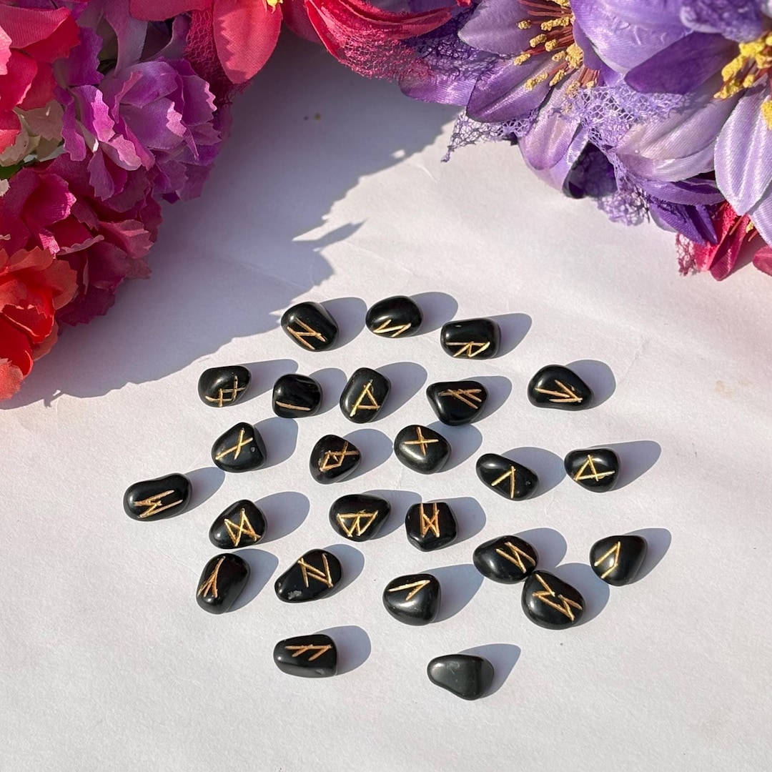 Black Obsidian Rune Set – Handcrafted Norse Divination Stones, Viking ...