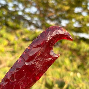 Hand Carved 6" Red Obsidian Knife: Agate Blade Gemstone Spearhead - Etsy