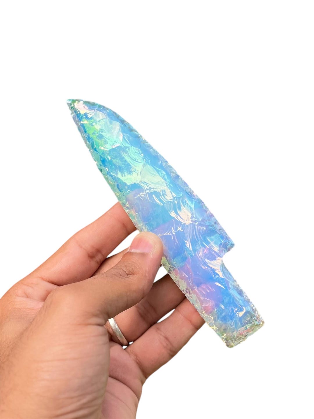 6" Opalite Angel Aura Knife, Opal Coated Knife, Handmade Opal Carving Knife, Spiritual Healing ...