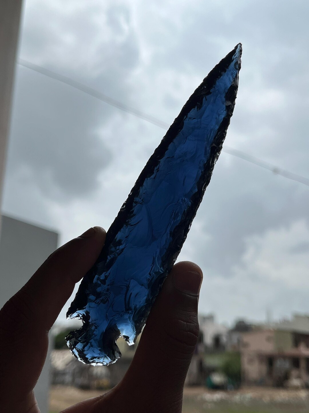 6” Handmade Royal Blue Glass Arrowhead | Gemstone Crystal Spearhead ...