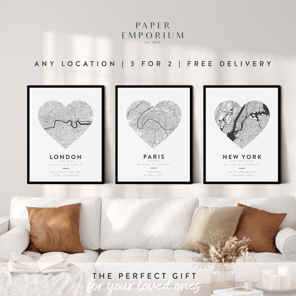 Heart Shaped Map - Etsy