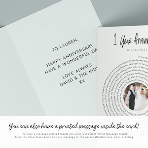 Song Lyric Card Perfect for Wedding or Anniversary, Birthday Card, Wife ...