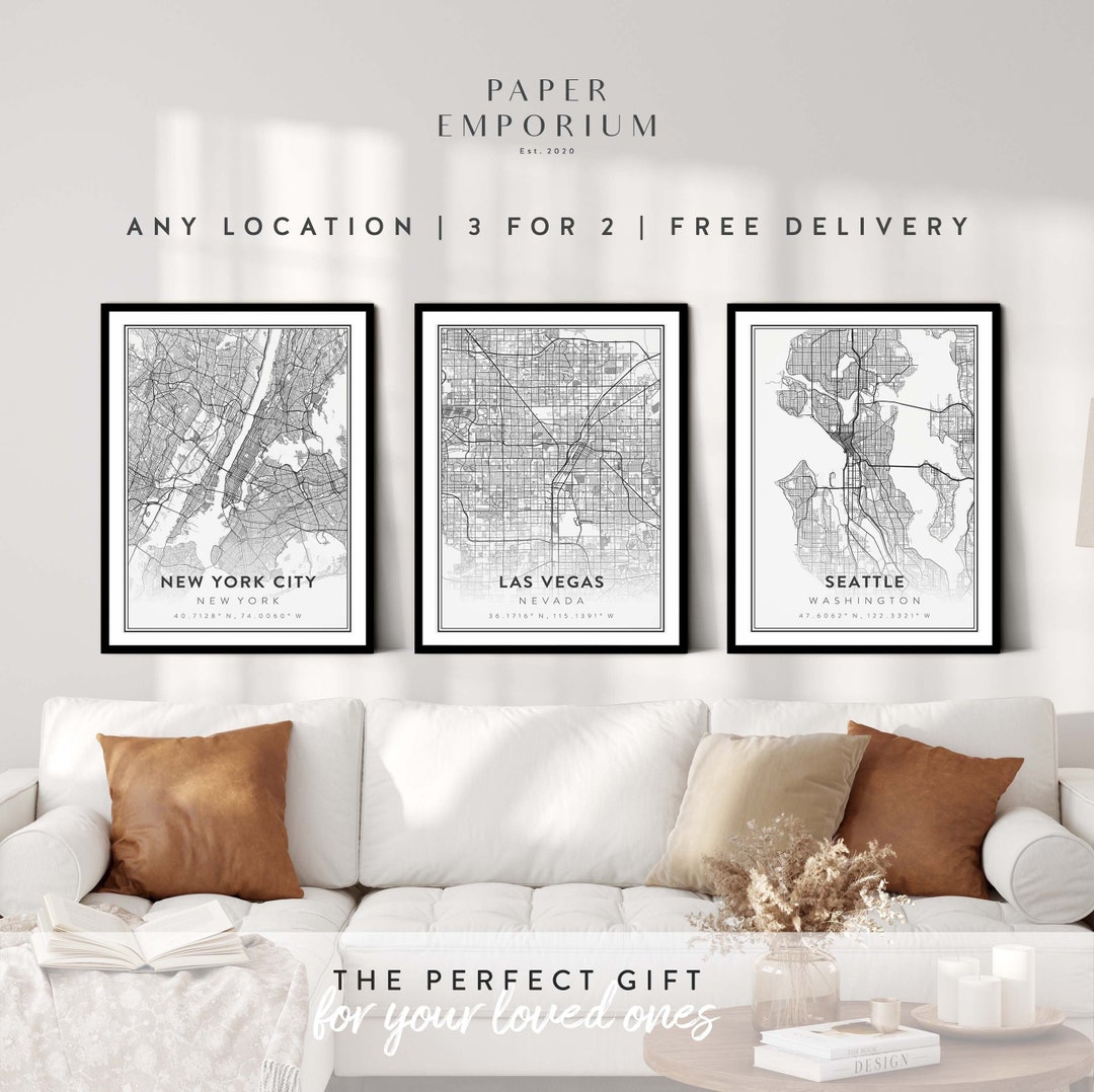 Custom Map Prints - Any Location - 3 for 2 Offer - City Print, City Map ...
