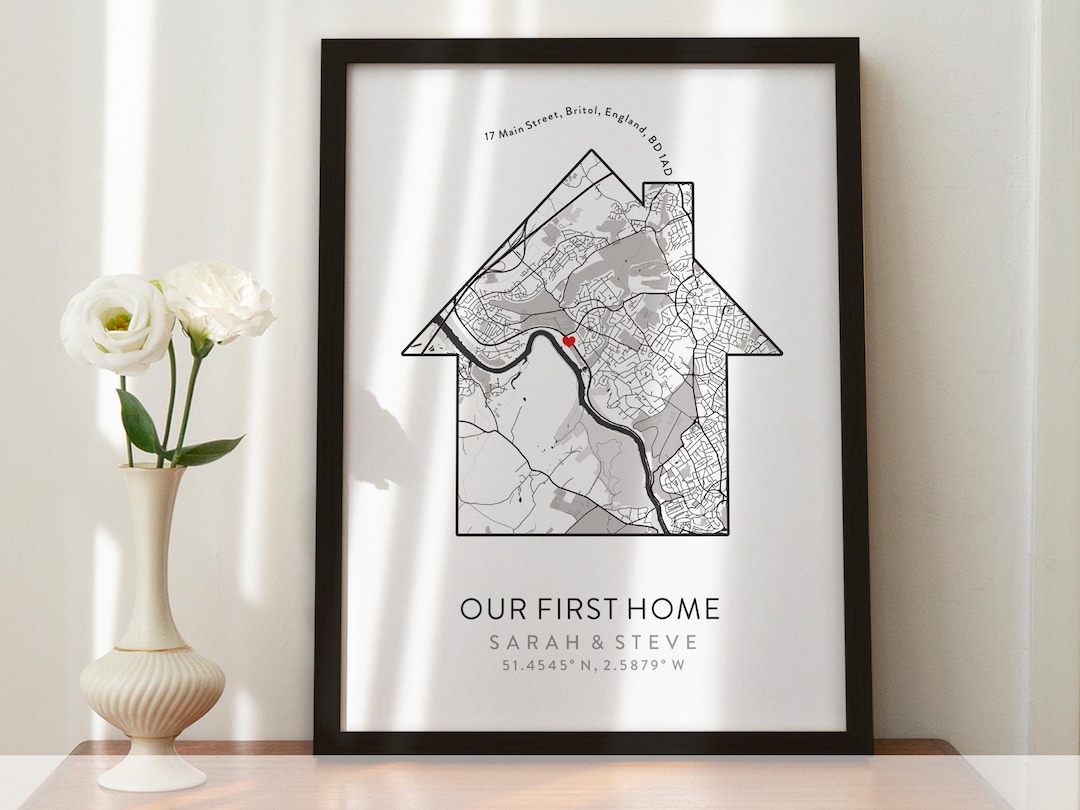 Home is Where the Heart is Print, First Home, Gift Map- New Home, First ...