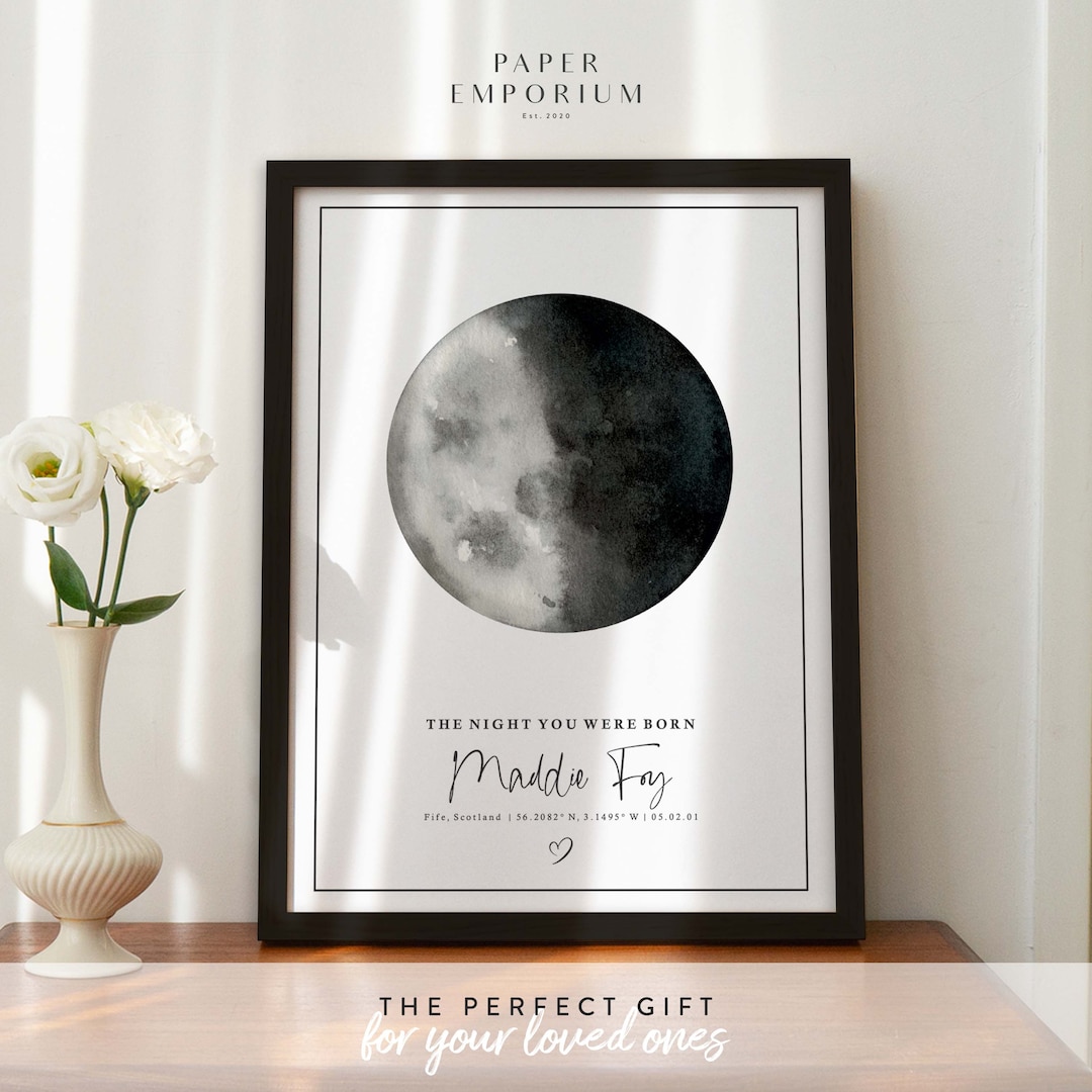New Born Custom Moon Phase Print | Gift the Night You Were Born ...
